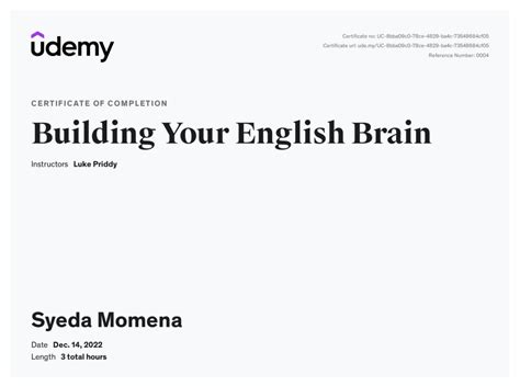 syeda momena on linkedin udemy course completion certificate