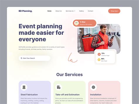 event planning website ui design behance
