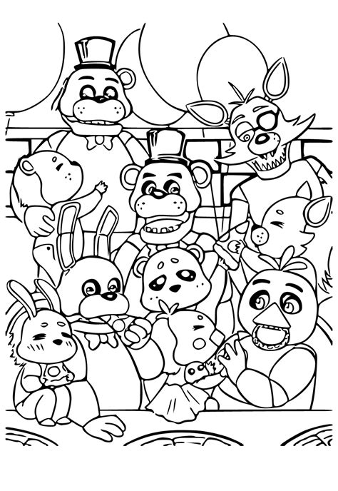 Free Printable Five Nights At Freddys Characters Coloring Page Sheet And Picture For Adults