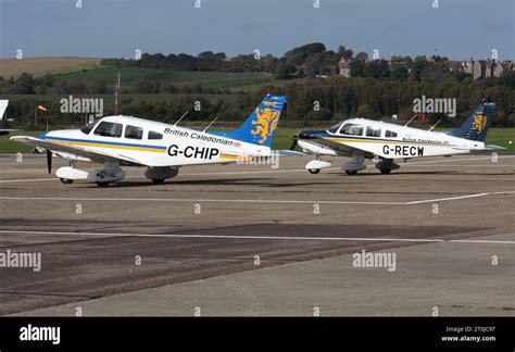 A Pair Of Piper Pa 28 Cherokees In Varying Era British Caledonian Airways Tribute Colour Schemes