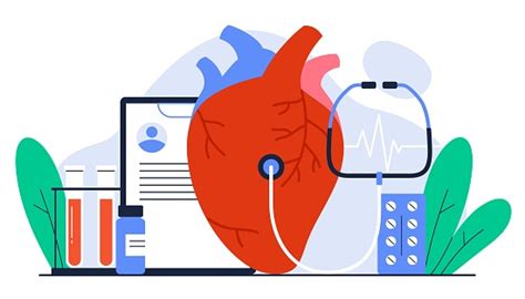 심장학 청진기가 있는 인간의 심장 기관 병원에서 건강 검진을 받습니다 심혈관 질환 건강 관리 치료 만화 스타일의 고립 된 벡터 일러스트 레이 션 건강 검진에 대한 스톡 벡터