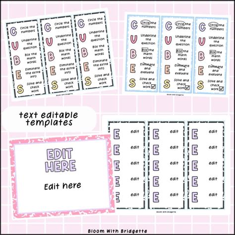 Cubes Math Strategy Posters Pastel Composition Notebook Decor Cutesy