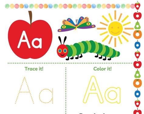 The Very Hungry Caterpillar Alphabet Review Printablethe Very Etsy