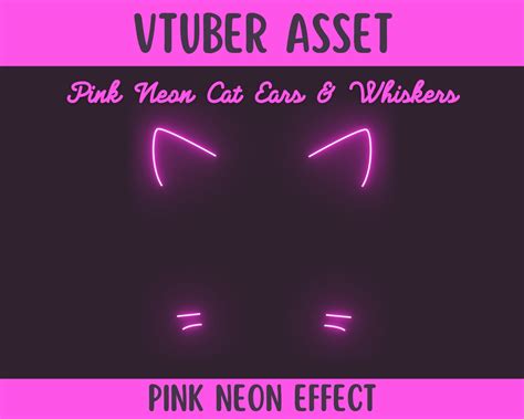 Pink Neon Cat Ears And Whiskers Vtuber Asset Stream Prop Etsy