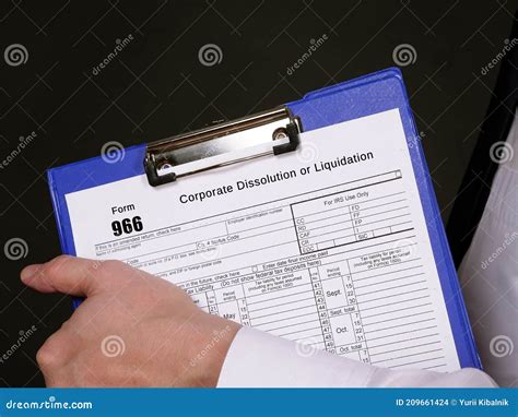 Form 966 Corporate Dissolution Or Liquidation Editorial Stock Image Image Of Bills