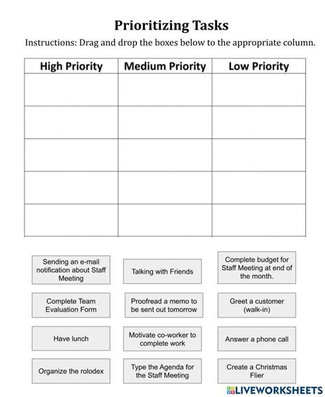 Get Your Priorities In Order Worksheet Live Worksheets Worksheets