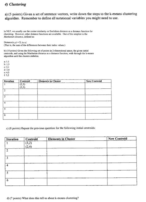 Solved Please Help With This K Mean Clustering Question
