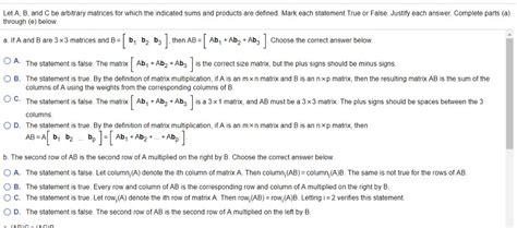solved let a b and c be arbitrary matrices for which the