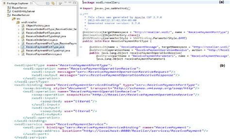 Generated Eclipse Projects And Java Code A And Extract Of A Wsdl File