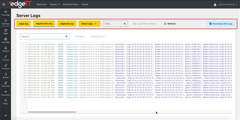 Edge Technologies Inc Documentation Server Logs
