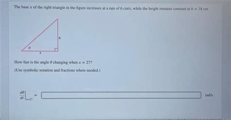 Solved The Base X Of The Right Triangle In The Figure Chegg Com