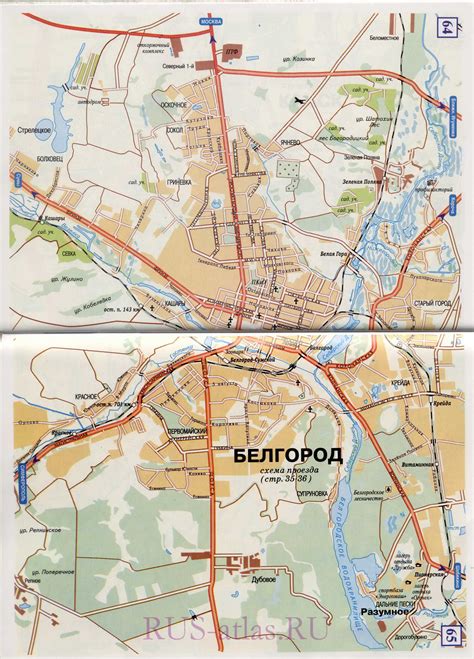 Карта улиц Белгорода Подробная карта города Белгород с названиями улиы и схемой транзитного