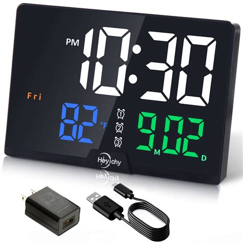 Digital Alarm Clocks For Bedrooms RGB Colorful Calendar Clock With Date Temperature Alarms
