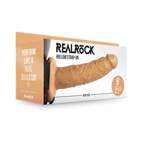 Realrock Hollow Strap On Without Balls 8 In Caramel