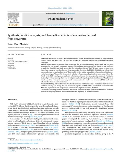 Pdf Synthesis In Silico Analysis And Biomedical Effects Of