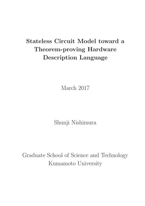 Pdf Stateless Circuit Model Toward A Theorem Proving Hardware Description Language