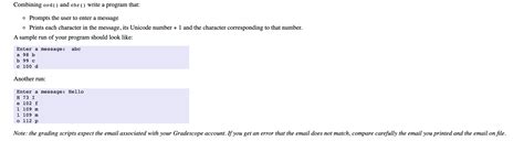 Solved Combining Ord And Chr Write A Program That O Chegg Com