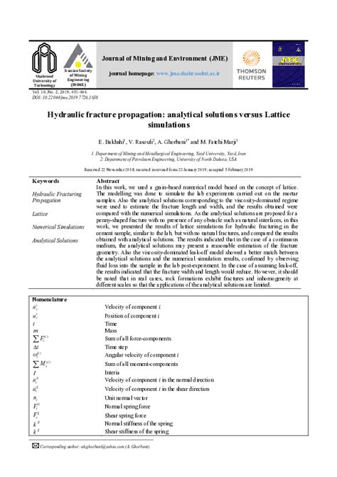 Pdf Hydraulic Fracture Propagation Analytical Solutions Versus