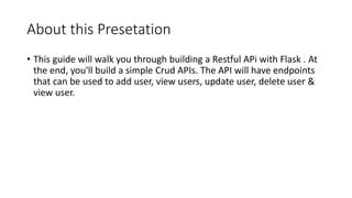 Build Restful Ap Is With Python And Flask PPT