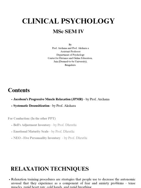 Msc Psychology Clinical Psychology Practical Experiment 1 And 2 Download Free Pdf