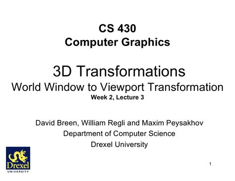 3d Transformations Schemes And Mind Maps Computer Science Docsity