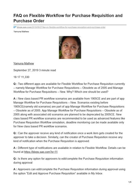 Faq On Flexible Workflow For Purchase Requisition And Purchase Order Pdf