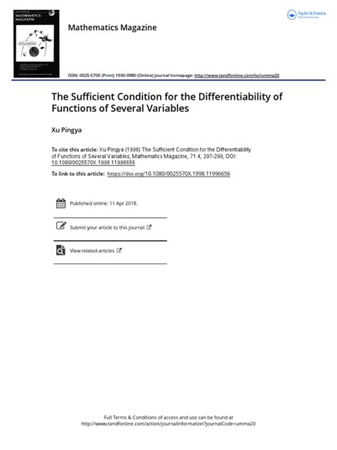 The Sufficient Condition For The Differentiability Of Functions 1998