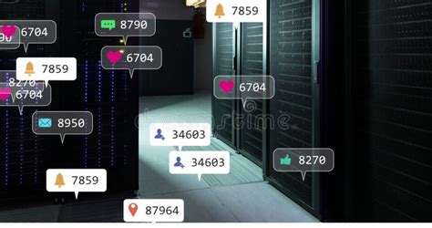 Animation Of Social Media Icons Against Empty Computer Server Room Stock Video Video Of