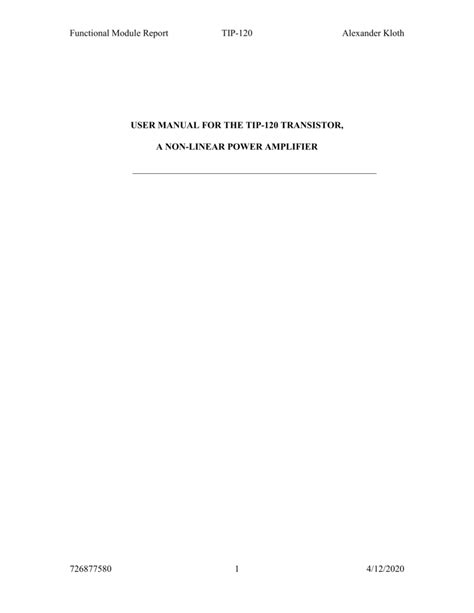 Functional Module Report Tip 120 Alexander Kloth