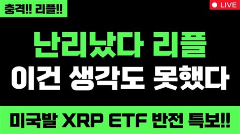리플 완전 미쳤습니다 난리났다 리플 이건 생각도 못했다 대박입니다 미국발 Xrp Etf 반전 특보 Xrp 무조건 올라요