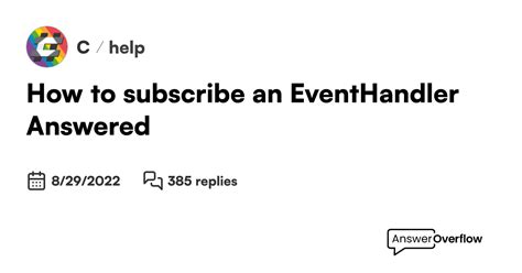 How To Subscribe An Eventhandler Answered C