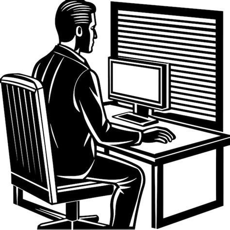 a man sits at a computer with a computer on the desk premium ai