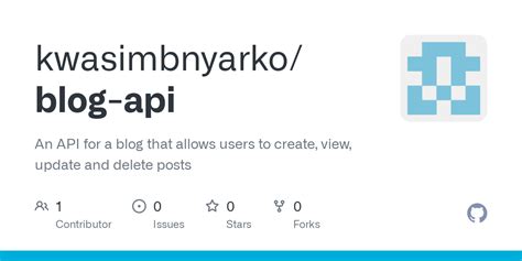 Github Kwasimbnyarkoblog Api An Api For A Blog That Allows Users To