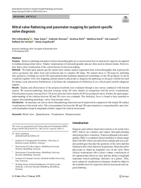 Pdf Mitral Valve Flattening And Parameter Mapping For Patient