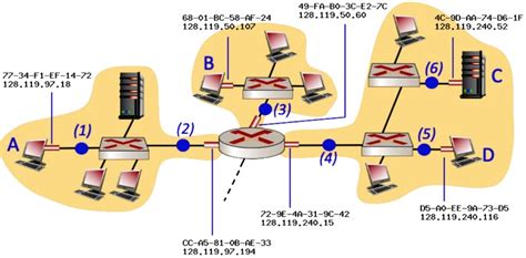 Consider The Network Shown Above The IP And MAC Addresses Are Shown For Hosts A B C And D