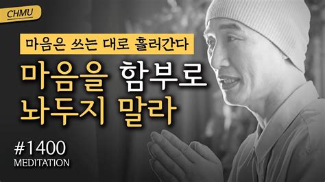 1400일 수행 마음을 함부로 놔두지 말라 ️마음은 쓰는 대로 흘러간다 ️걱정은 눈 감는 날까지 계속된다 그러니 한 걱정에 너무 마음 쓰지 말라 Youtube
