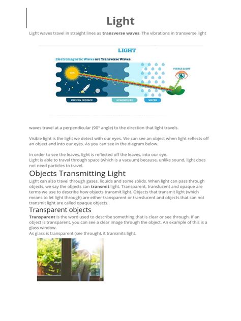 Light Waves Notes Pdf Reflection Physics Light