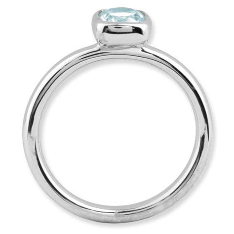 Sterling Silver Stackable Expressions Cushion Aquamarine Ring