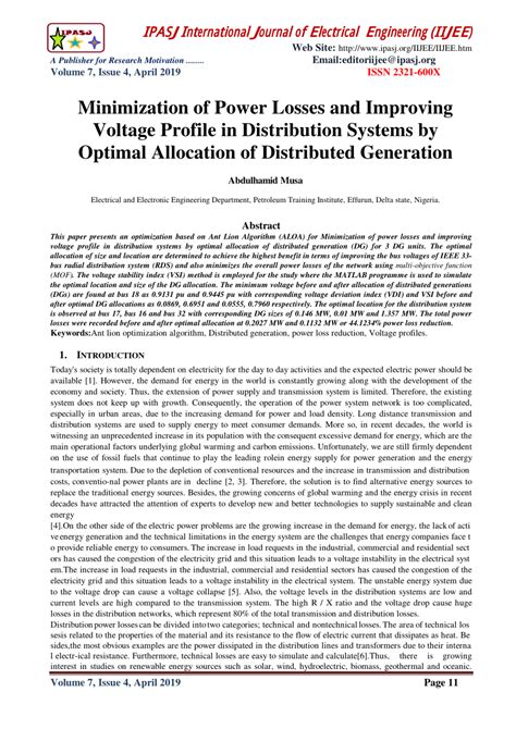 PDF Minimization Of Power Losses And Improving Voltage Profile In Distribution Systems By