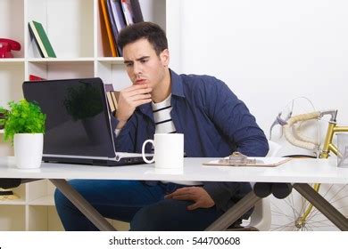 Man Thinking With Computer Images Stock Photos Vectors Shutterstock