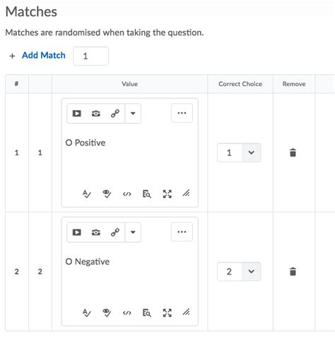 Questions Creating Matching Questions