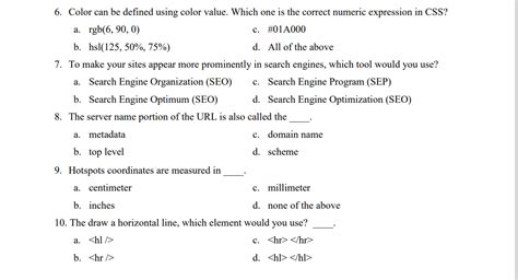 solved 6 color can be defined using color value which one