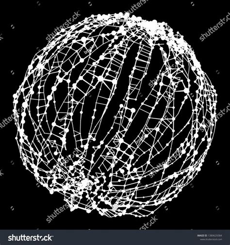 Big Data Visualization Hud Wireframe Mesh Sphere With Dot And Lines