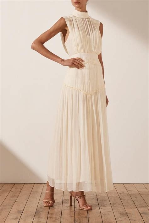 Clemence High Neck Midi Dress Cream Dresses Shona Joy Shona Joy
