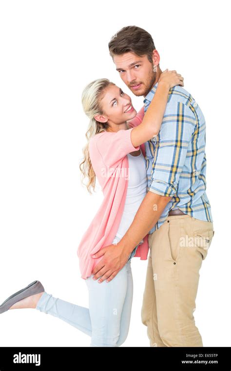 Handsome Man Hugging His Girlfriend Stock Photo Alamy
