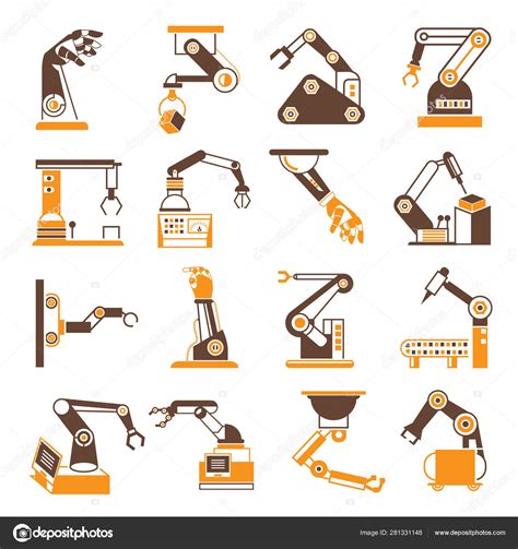 Robotic Arm Icons Vector Illustration Stock Vector By ©loopang 281331148