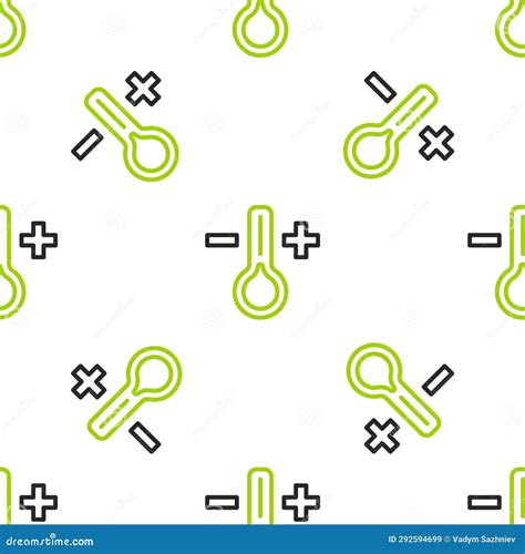 Line Meteorology Thermometer Measuring Icon Isolated Seamless Pattern