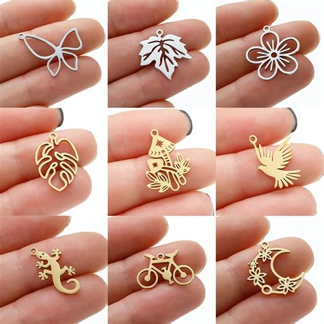Mini Dijes De Acero Inoxidable Para Hacer Joyas Colgantes De Metal Hojas Flores Mariposas Sol