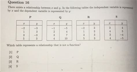 Solved Question 16 There Exists A Relationship Between X And Y In The Following Tables The