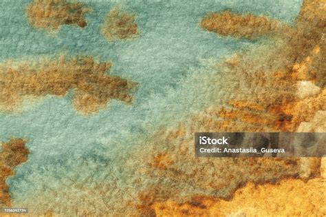 추상 미술 배경 밝은 파란색과 갈색 색상 부드러운 베이지 그라데이션캔버스의 수채화 그림 색상 묘사에 대한 스톡 사진 및 기타 이미지 색상 묘사 회화 갈색 Istock